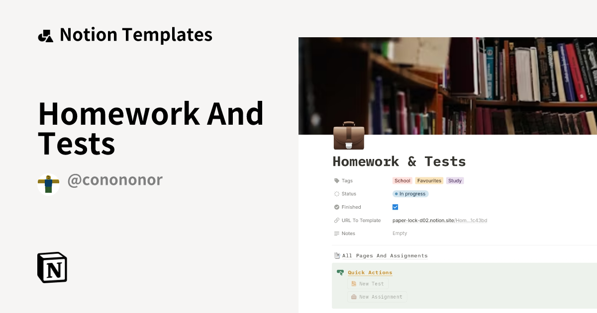 Homework And Tests Template by Cononononor | Notion Marketplace