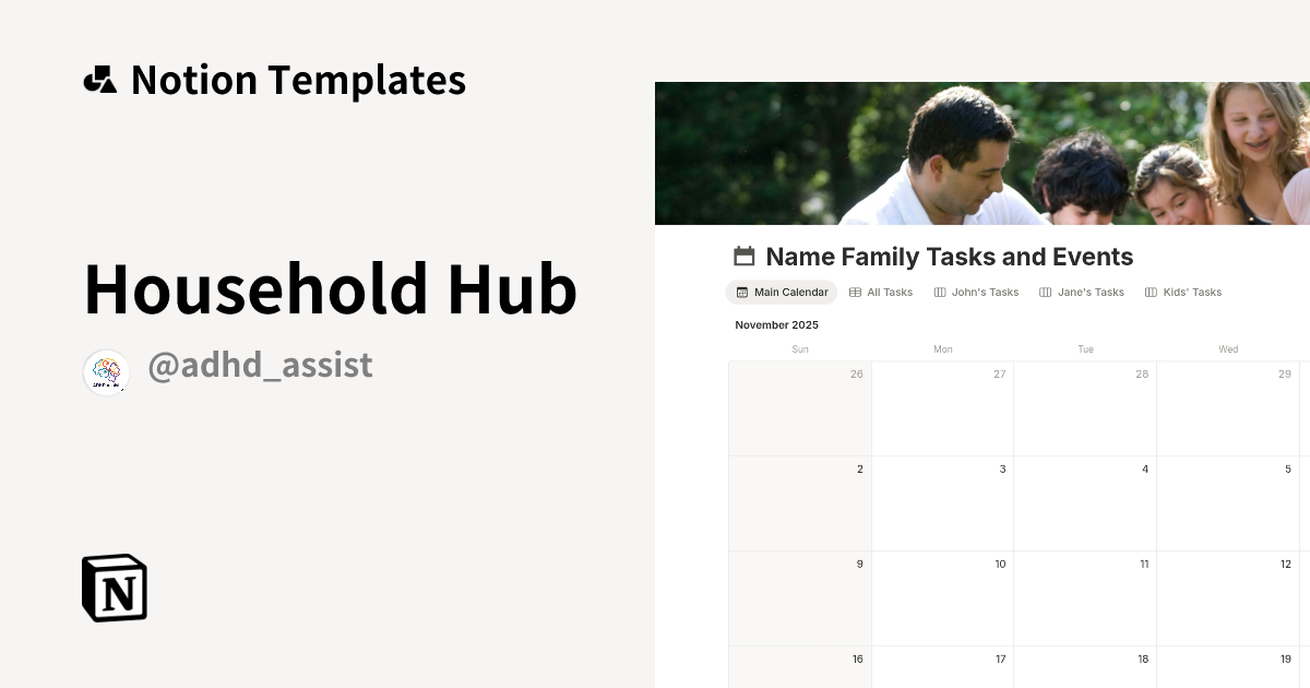 Household Hub Template by ADHD Assist Flow: Psychologist Created ...