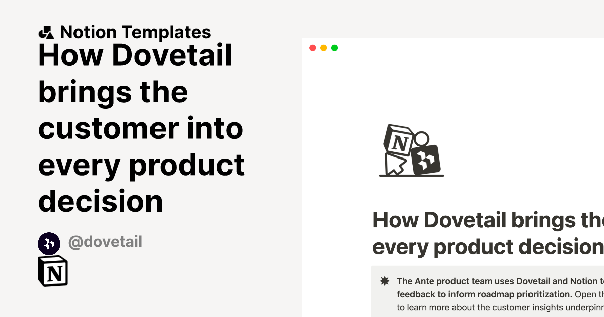 How Dovetail brings the customer into every product decision Template ...