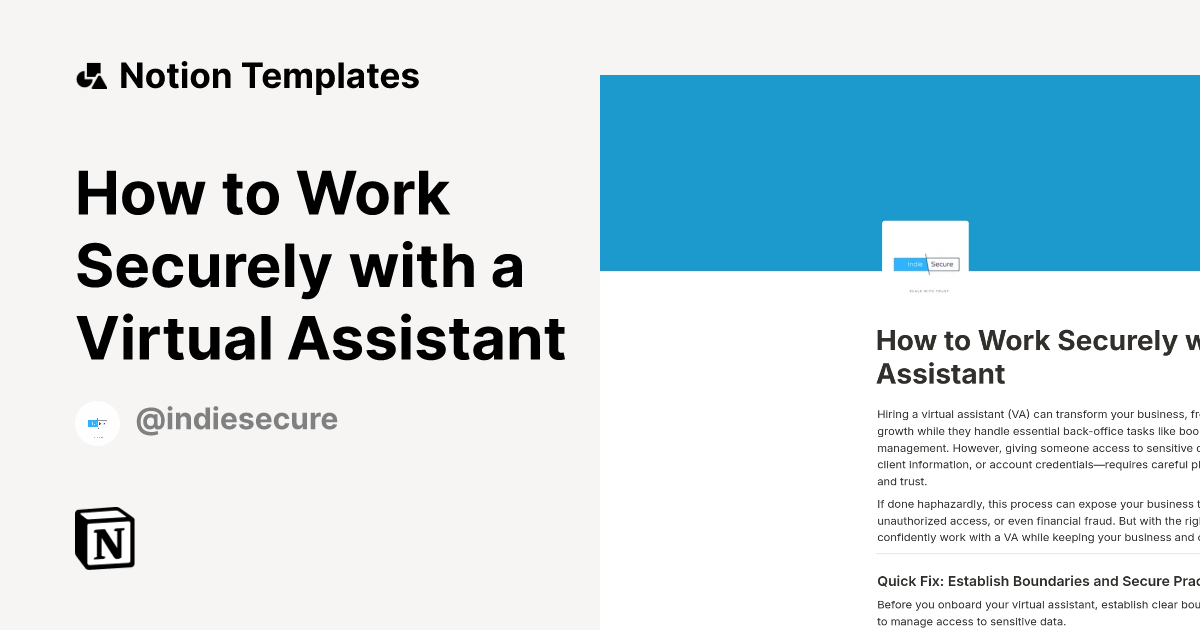 How to Work Securely with a Virtual Assistant Template | Notion Marketplace