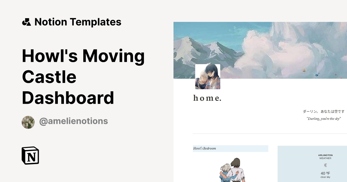 Howl's Moving Castle Dashboard Template | Notion Marketplace