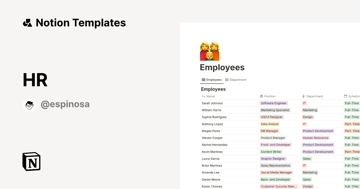 HR Template by Espinosa | Notion Marketplace