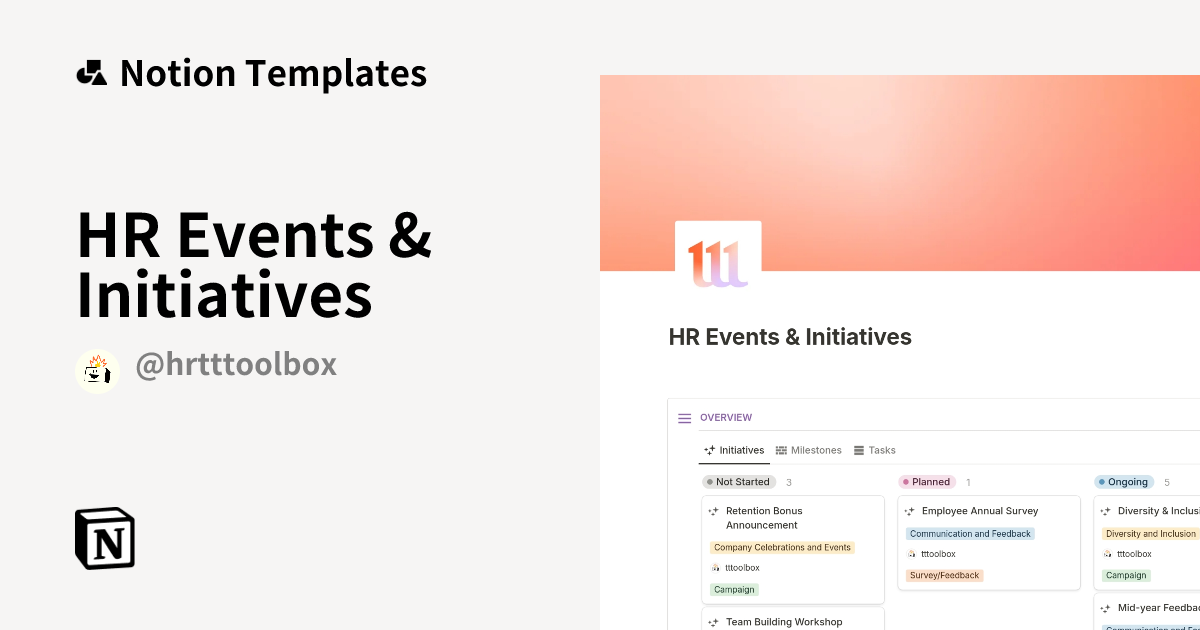 HR Events & Initiatives Template by Human Resources Templates for 2026 ...