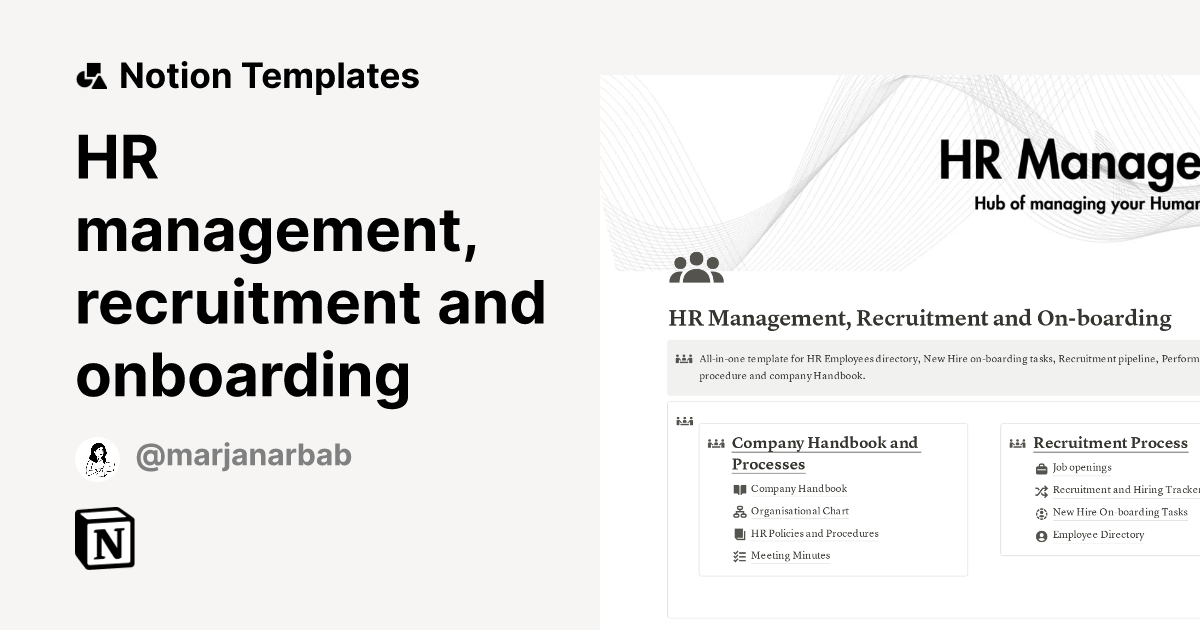 HR management, recruitment and onboarding Template | Notion Marketplace