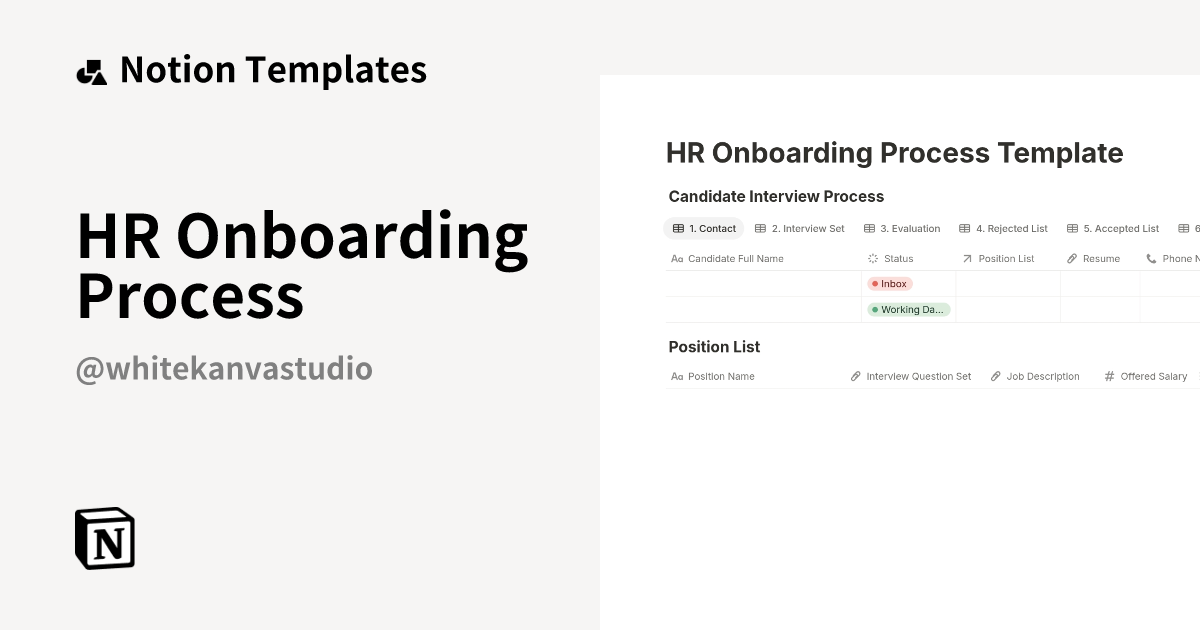 HR Onboarding Process Template | Notion Marketplace