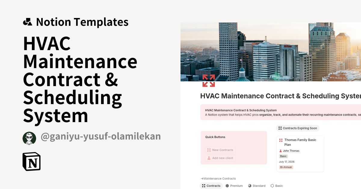 HVAC Maintenance Contract & Scheduling System Template by Notionallity ...