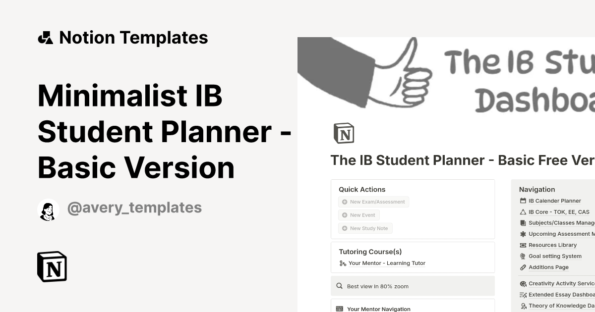 Minimalist IB Student Planner - Basic Version Template | Notion Marketplace