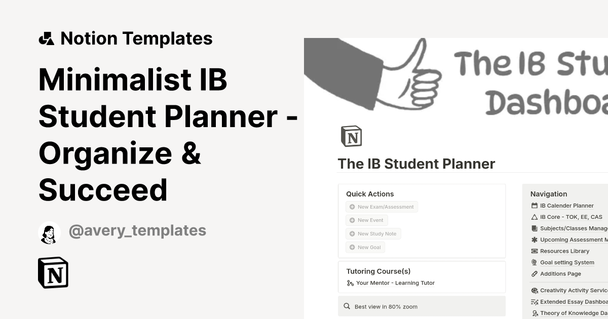 Minimalist IB Student Planner - Organize & Succeed Template by avery's ...