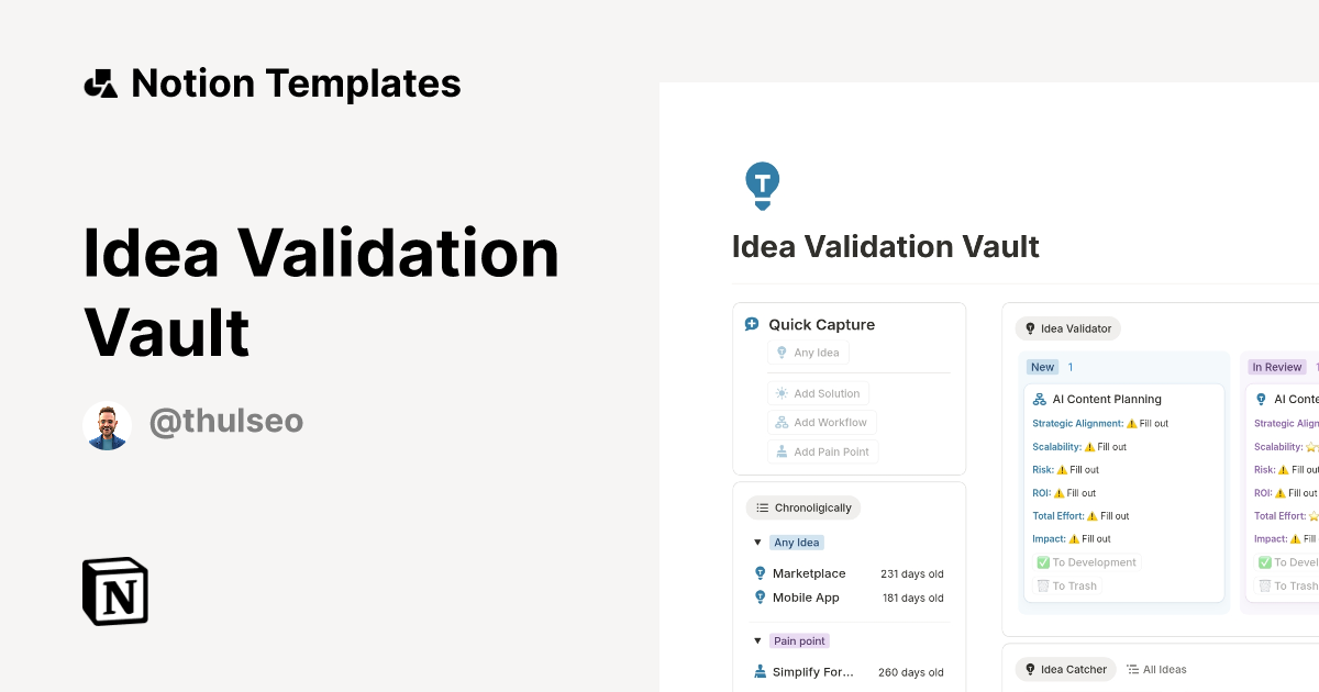Idea Validation Vault Template | Notion Marketplace