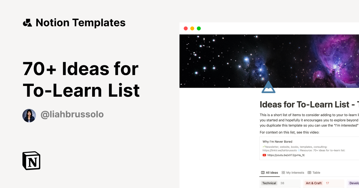 70+ Ideas for To-Learn List Template | Notion Marketplace