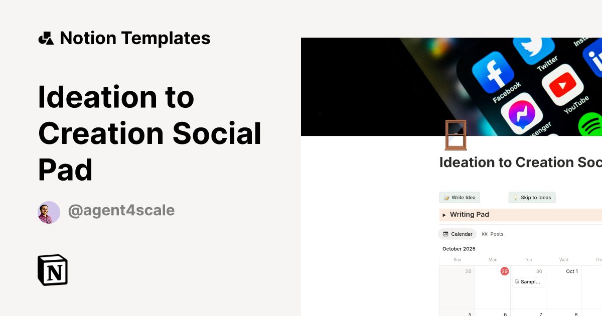 Ideation to Creation Social Pad Template | Notion Marketplace