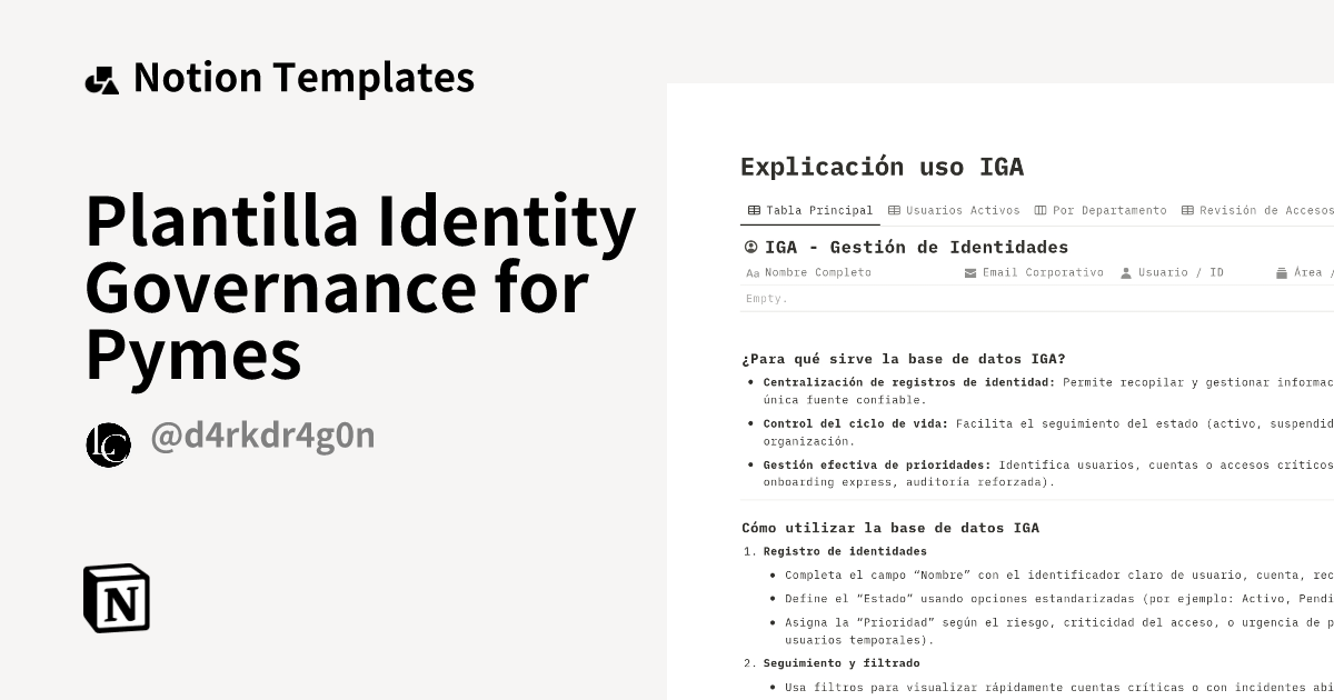 Plantilla Identity Governance for Pymes Template by D4rkDr4g0n | Notion ...
