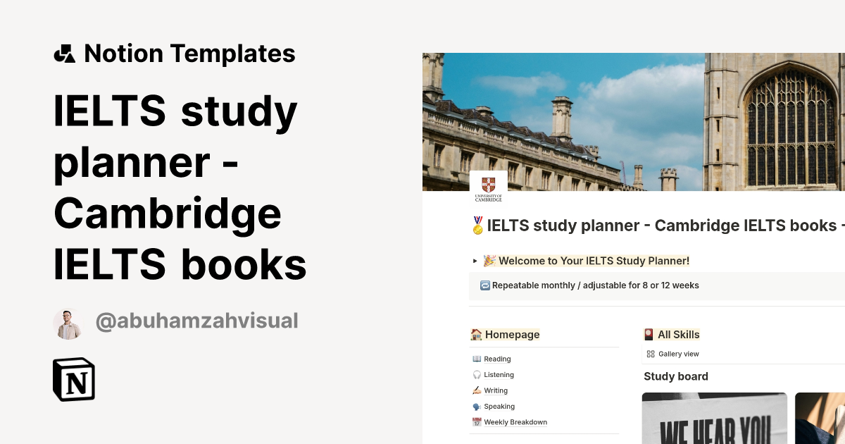 IELTS study planner - Cambridge IELTS books Template by Abu Hamzah ...
