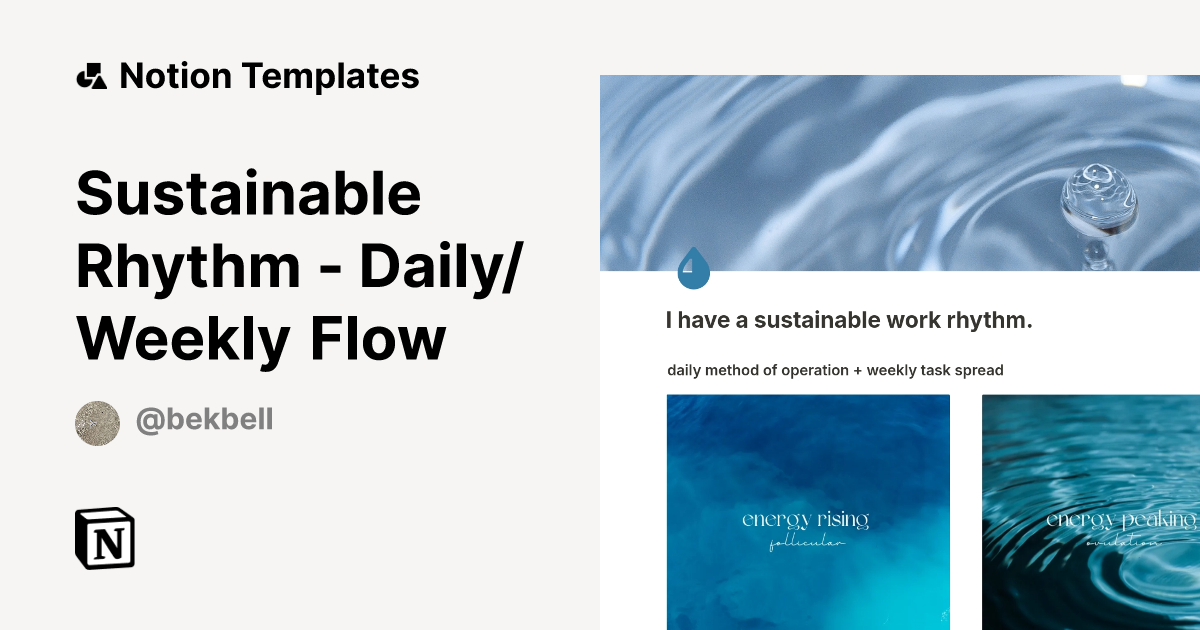 Sustainable Rhythm - Daily/Weekly Flow Template | Notion Marketplace