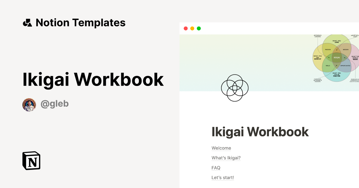Ikigai Workbook Template by Gleb | Notion Marketplace