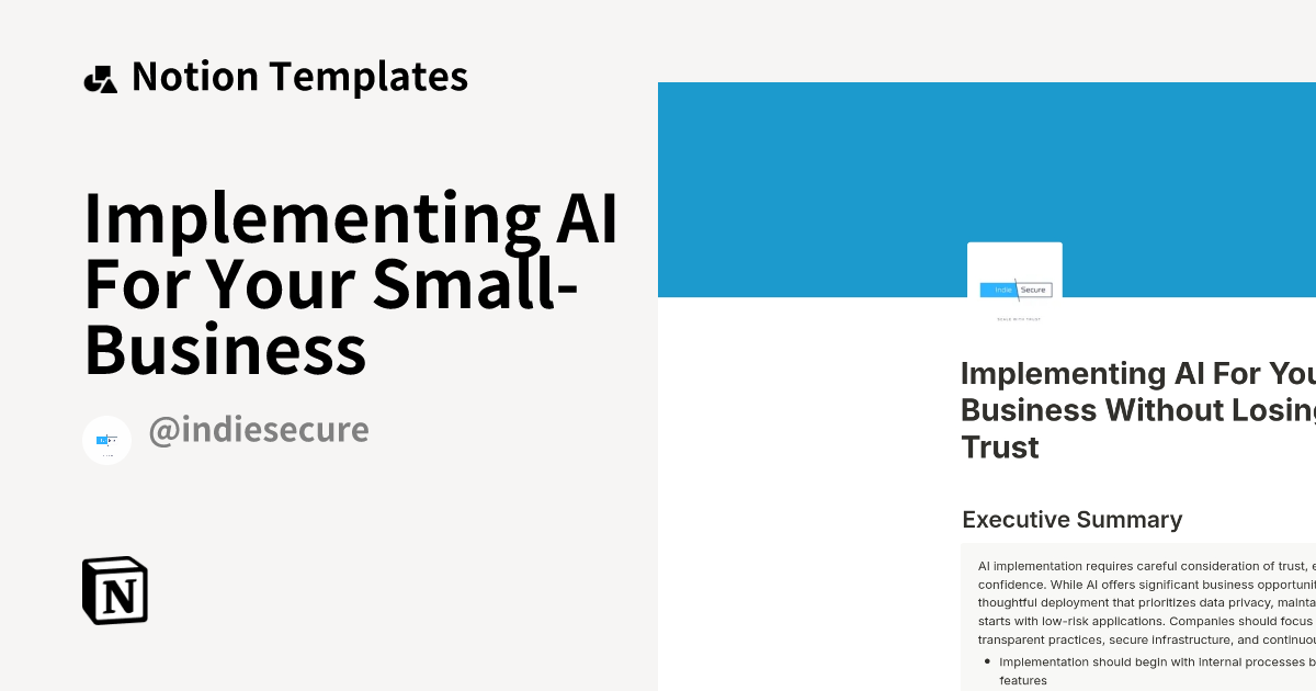 Implementing AI For Your Small-Business Template | Notion Marketplace