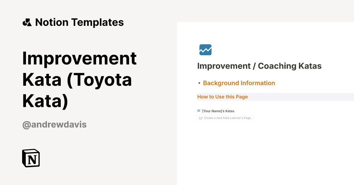 Improvement Kata (Toyota Kata) Template by AndrewDavis | Notion Marketplace