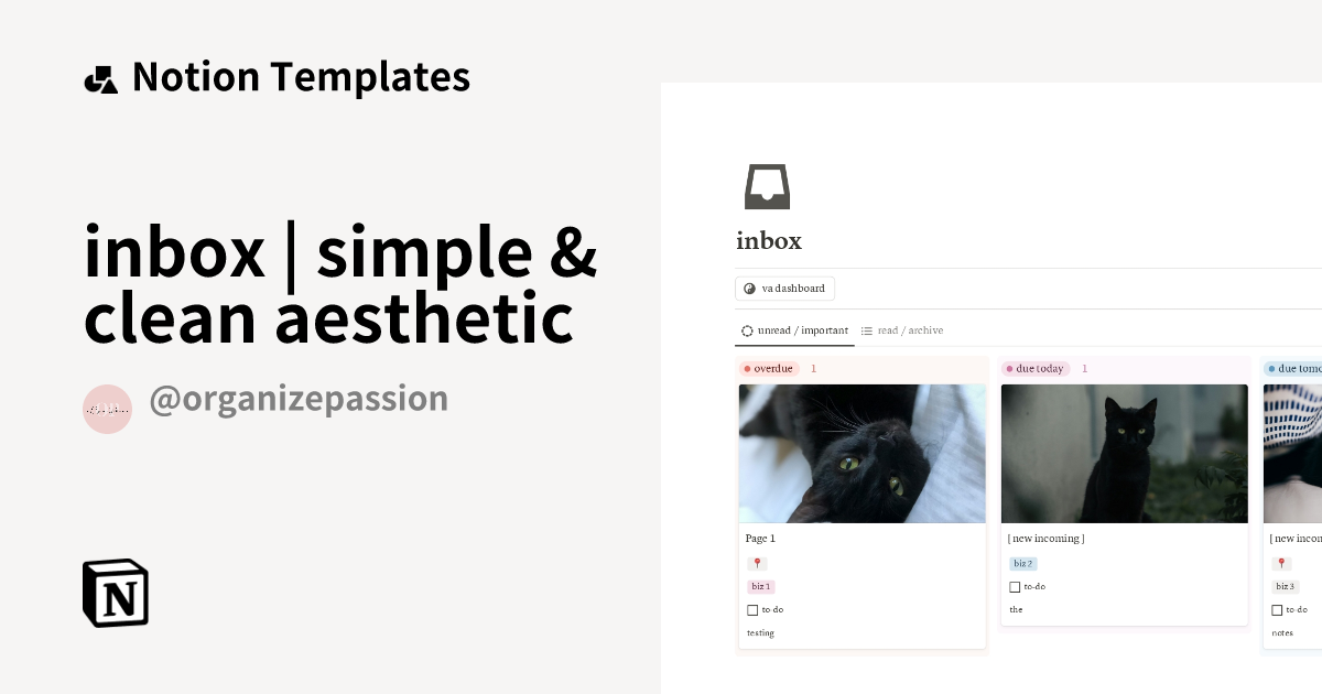 inbox | simple & clean aesthetic Template | Notion Marketplace