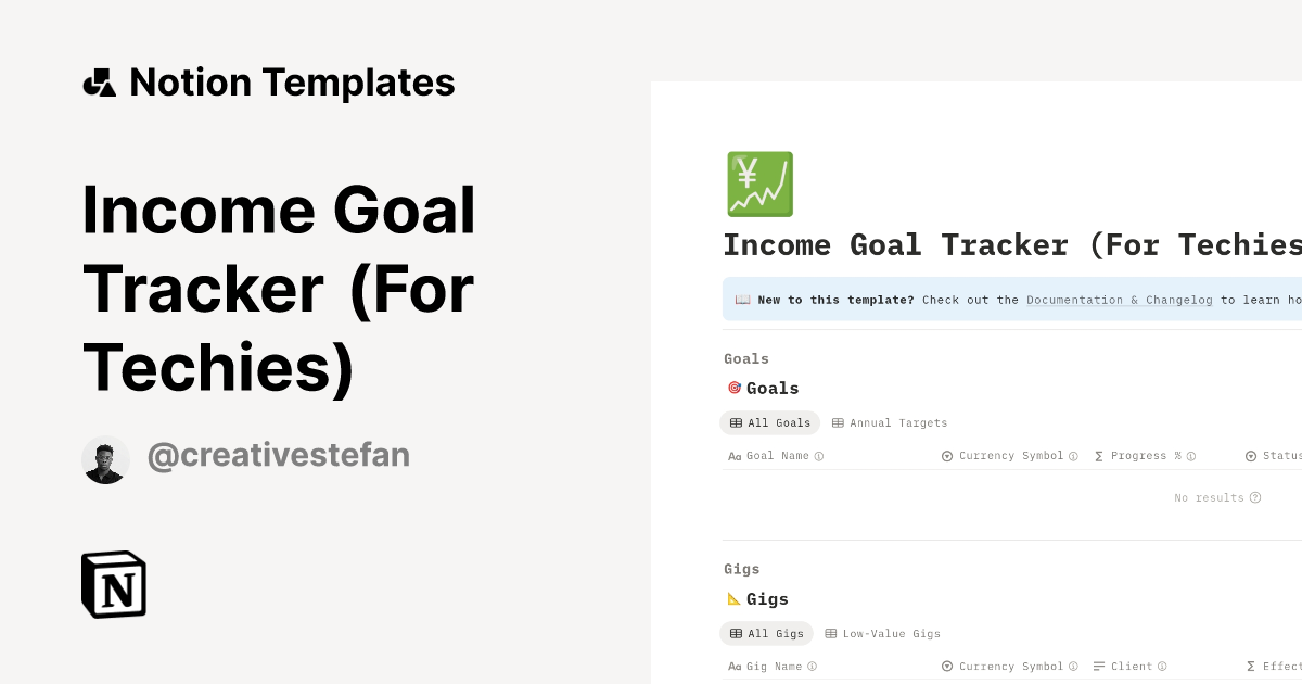 Income Goal Tracker (For Techies) Template by Stefan J. | Notion ...