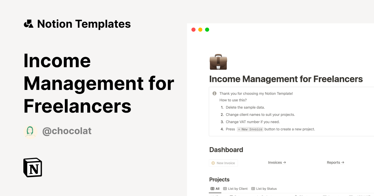Income Management for Freelancers Template | Notion Marketplace