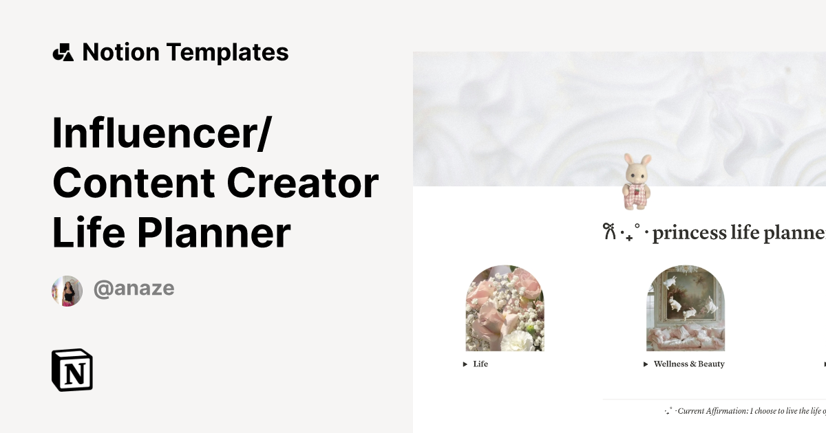 Influencer/Content Creator Life Planner Template | Notion Marketplace