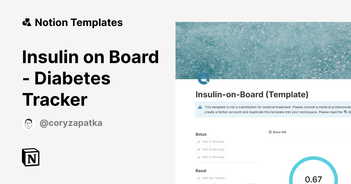 Insulin on Board - Diabetes Tracker Template by Cory Zapatka | Notion ...