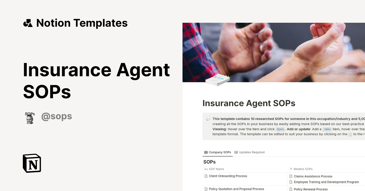 Insurance Agent SOPs Template by SOPs | Notion Marketplace