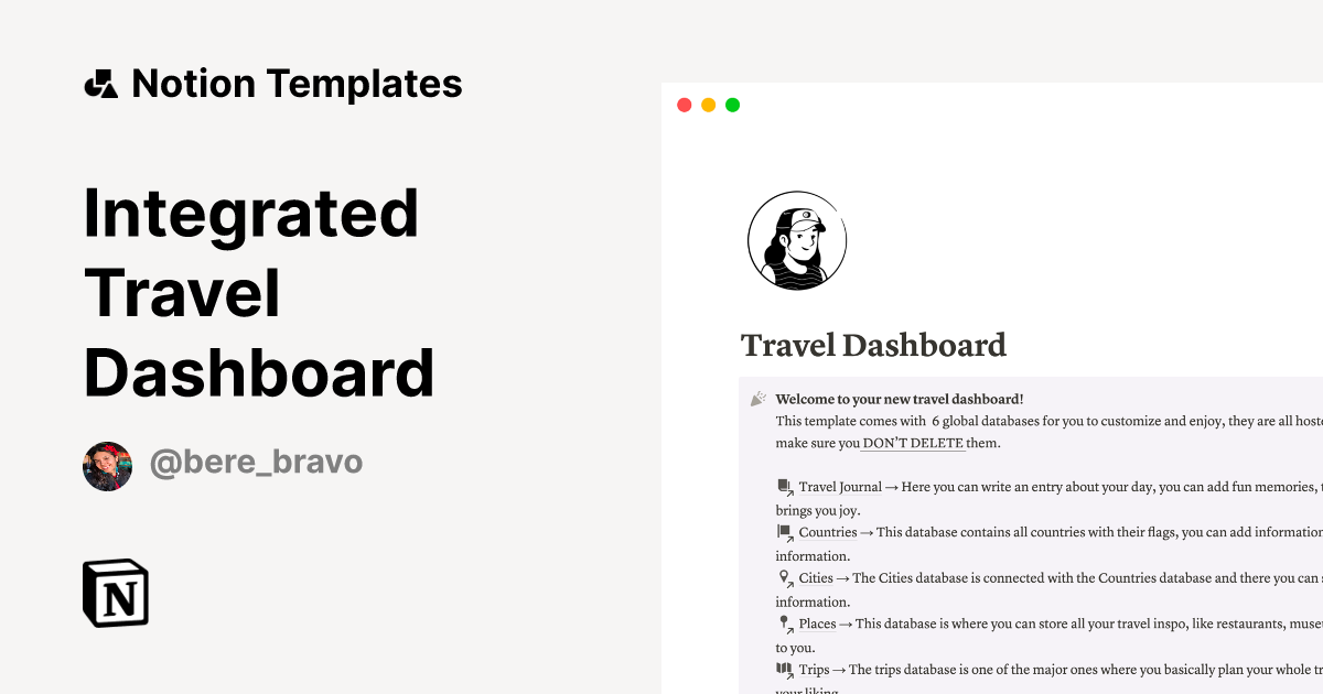 Integrated Travel Dashboard Template | Notion Marketplace
