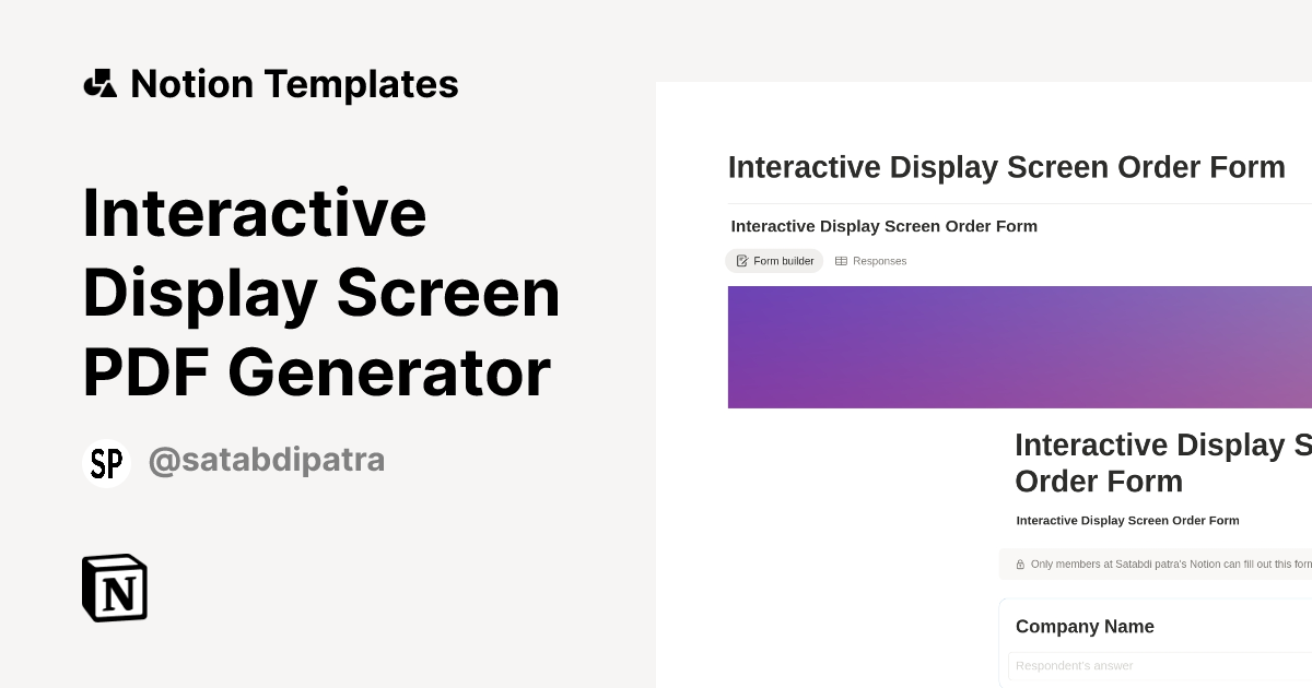 Interactive Display Screen PDF Generator Template by Satabdi Patra ...
