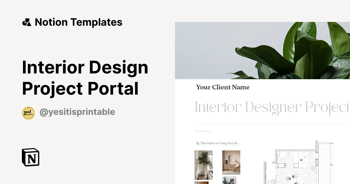 Interior Design Project Portal Template by yesitisprintable | Notion ...