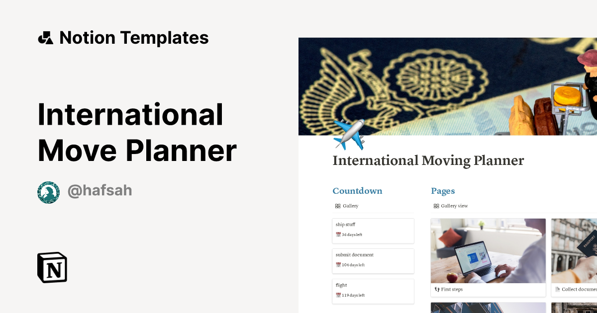 International Move Planner Template by Hafsah I | Notion Marketplace