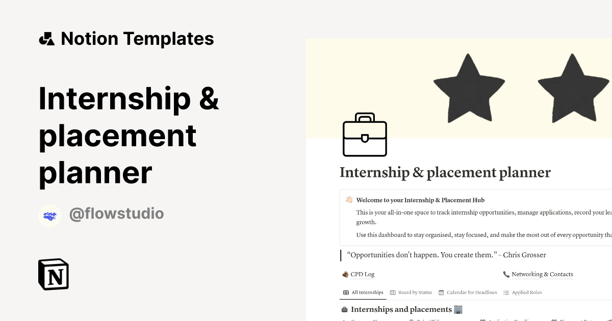 Internship & placement planner Template by flowstudio | Notion Marketplace