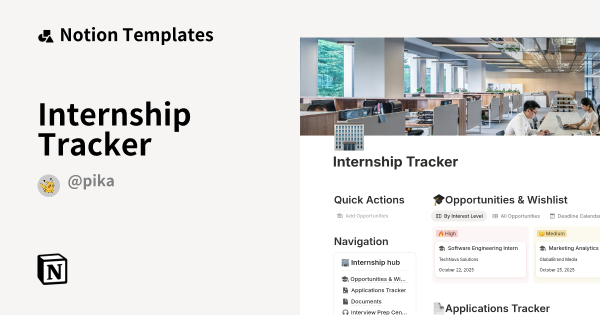 Internship Tracker Template | Notion Marketplace