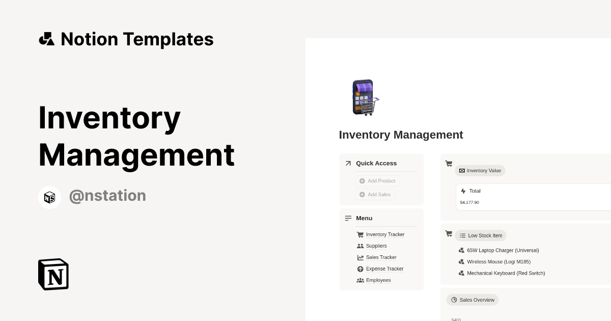 Inventory Management Template | Notion Marketplace