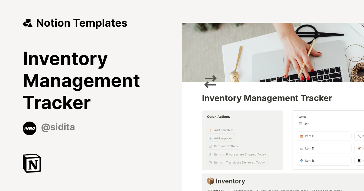 Inventory Management Tracker Template | Notion Marketplace