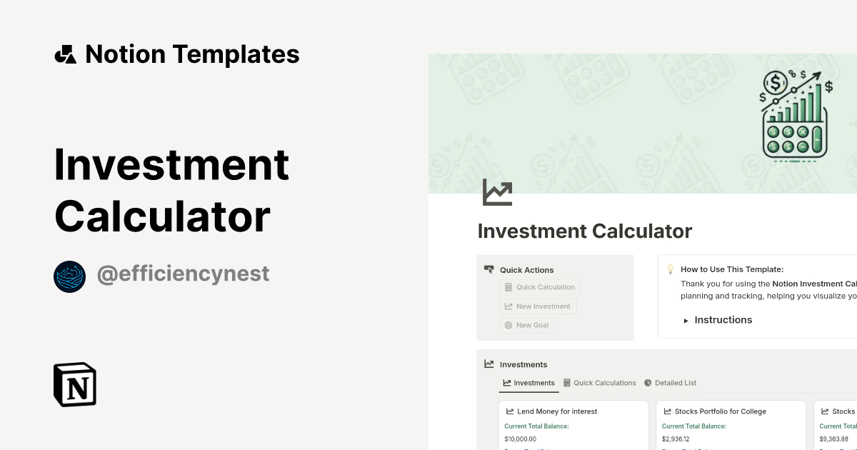 Investment Calculator Template | Notion Marketplace