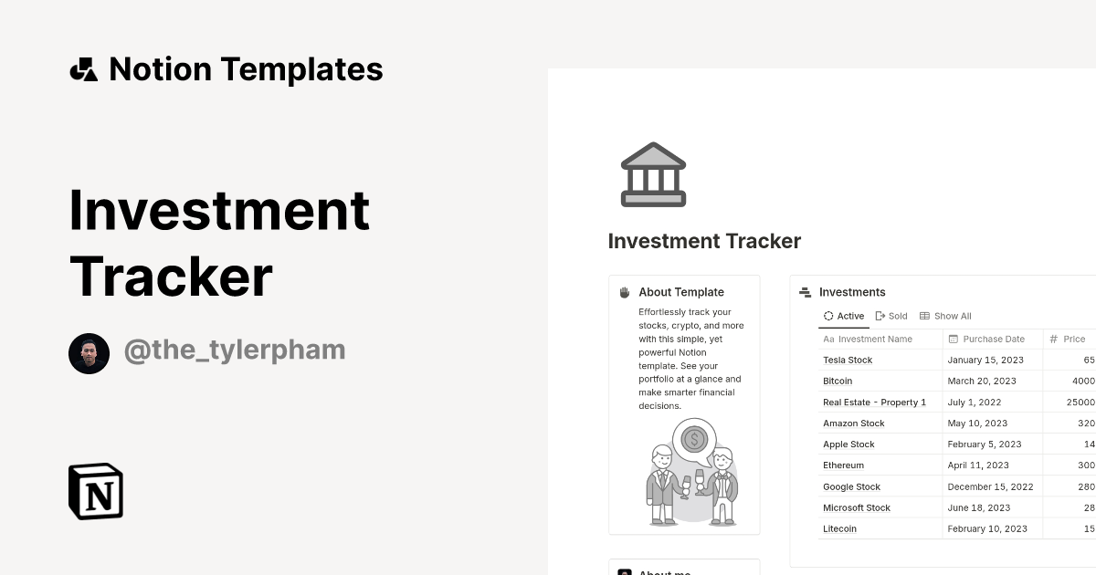Investment Tracker Template by Tyler Pham | Notion Marketplace