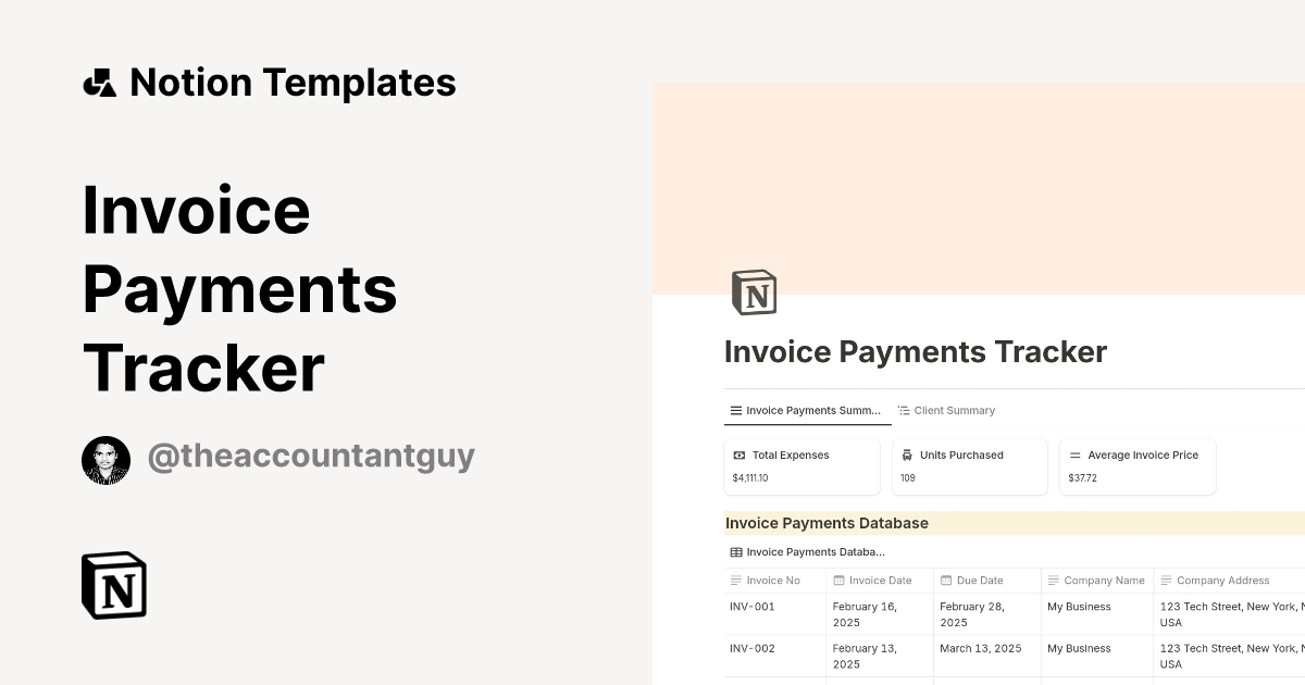 Invoice Payments Tracker Template | Notion Marketplace