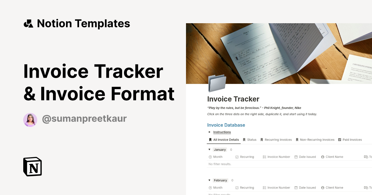 Invoice Tracker & Invoice Format Template | Notion Marketplace