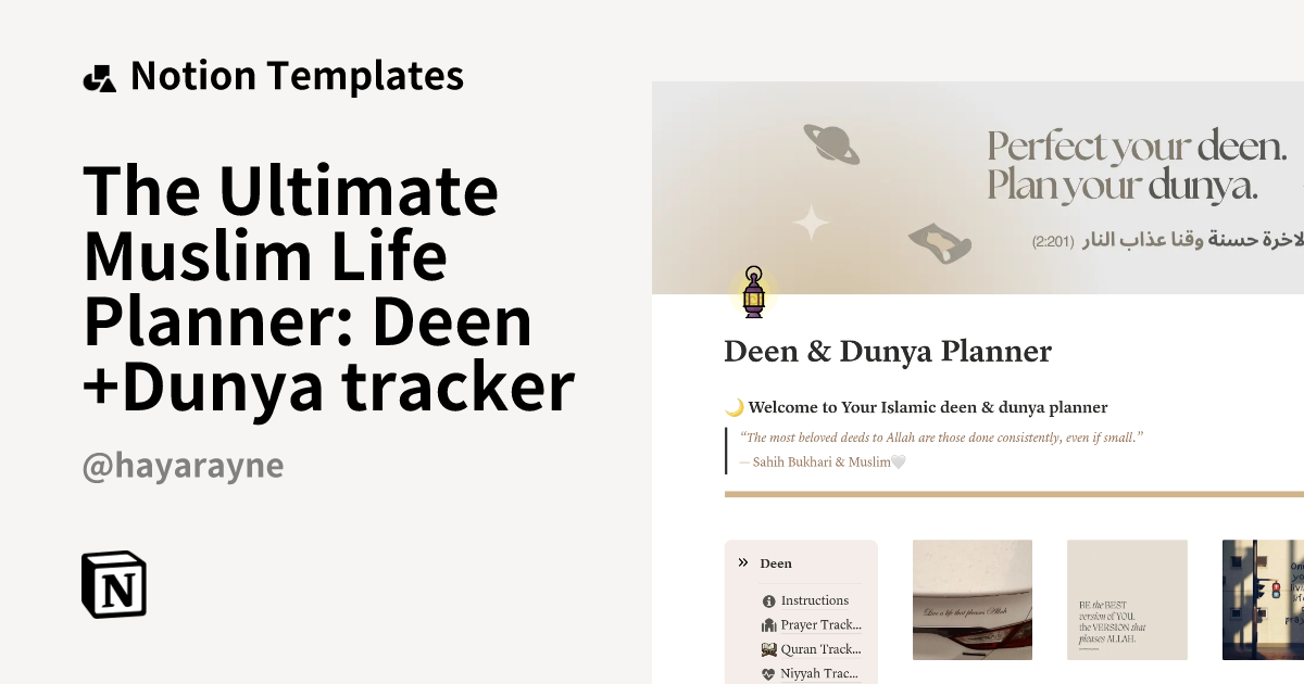 The Ultimate Muslim Life Planner: Deen +Dunya tracker Template | Notion ...
