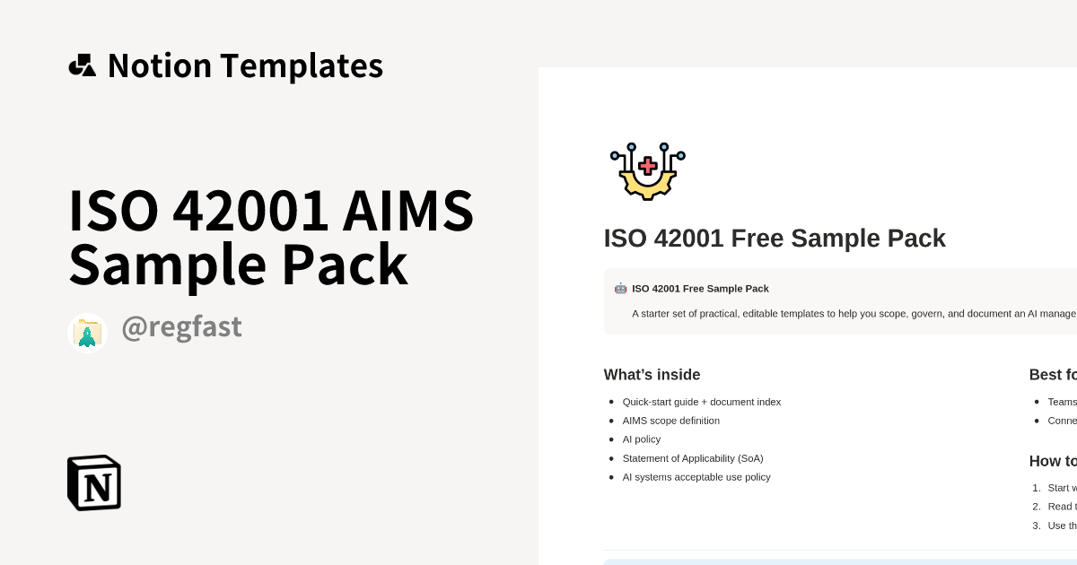 ISO 42001 AIMS Sample Pack Template | Notion Marketplace