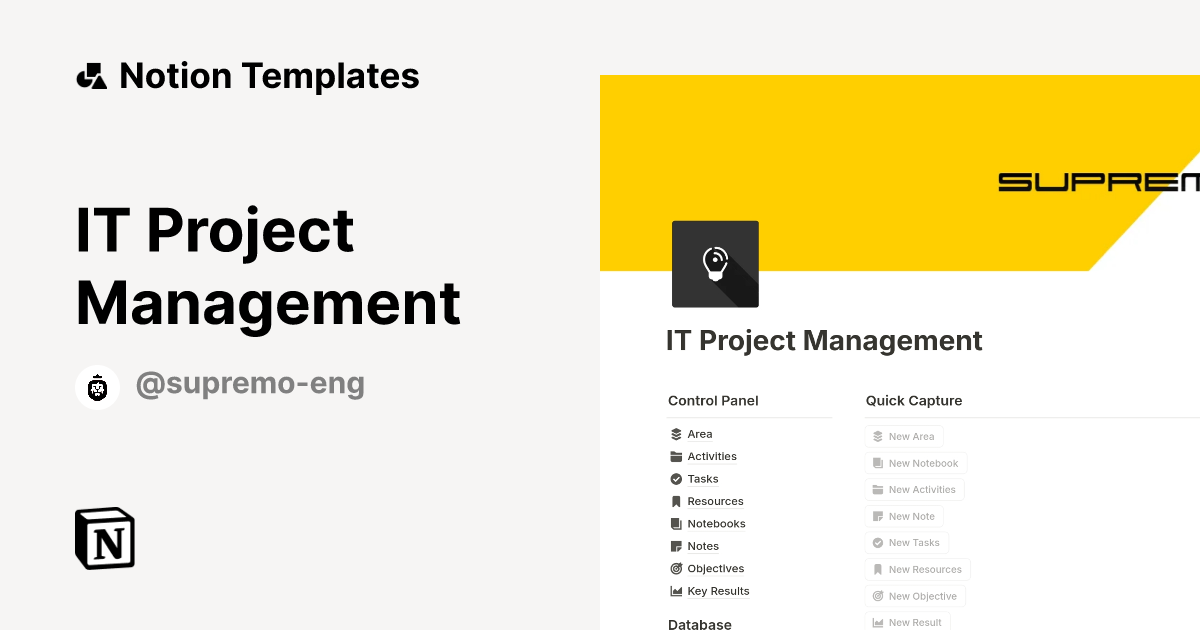 IT Project Management Template | Notion Marketplace