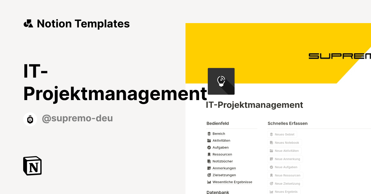 IT-Projektmanagement Template | Notion Marketplace