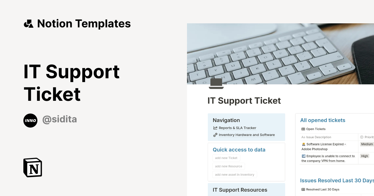 IT Support Ticket Template | Notion Marketplace