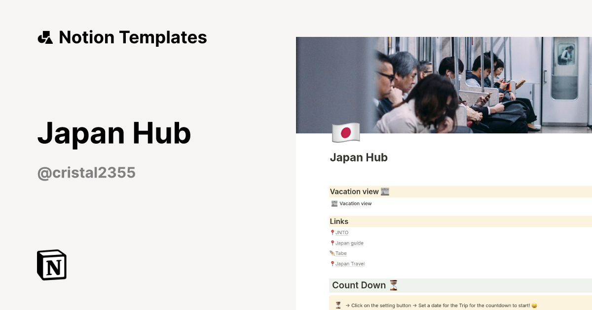 Japan Hub Template by Cristal | Notion Marketplace