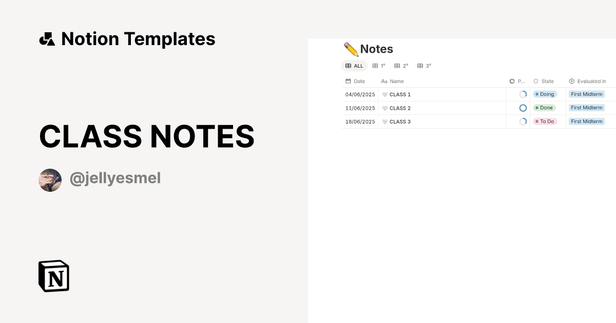 CLASS NOTES Template by PAM | Notion Marketplace