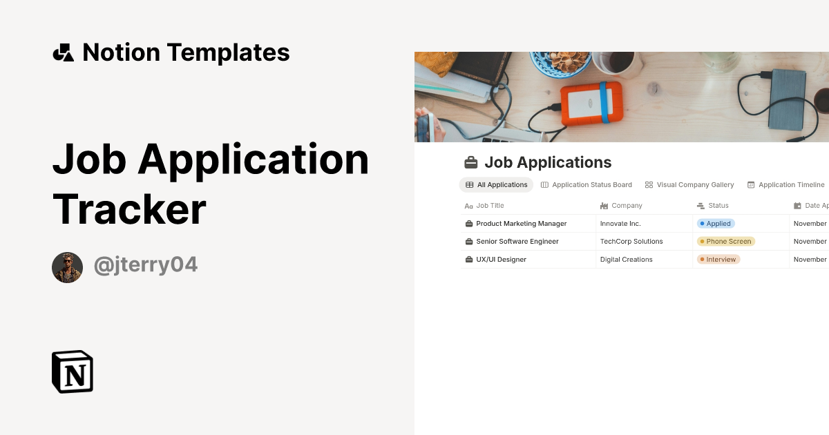 Job Application Tracker Template | Notion Marketplace