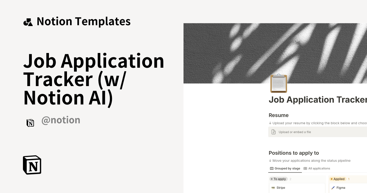 Job Application Tracker W Notion Ai Template By Notion Notion Marketplace