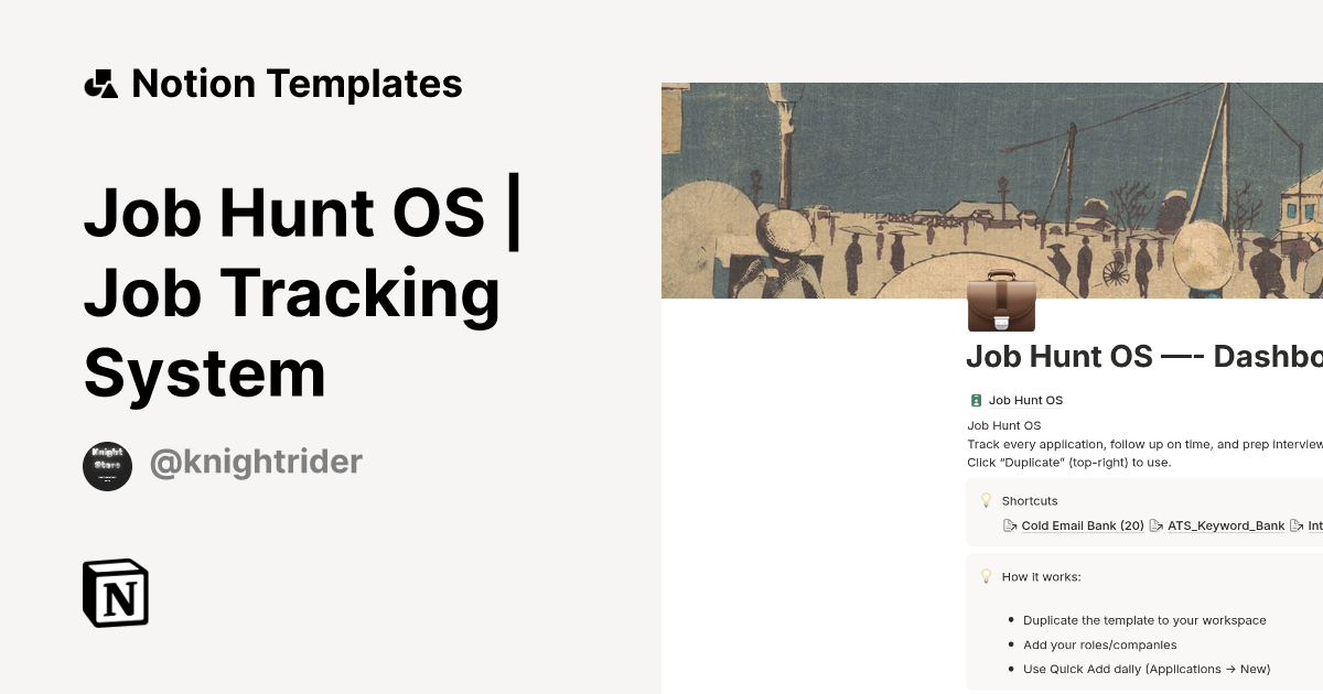 Job Hunt OS | Job Tracking System Template by Knight | Notion Marketplace