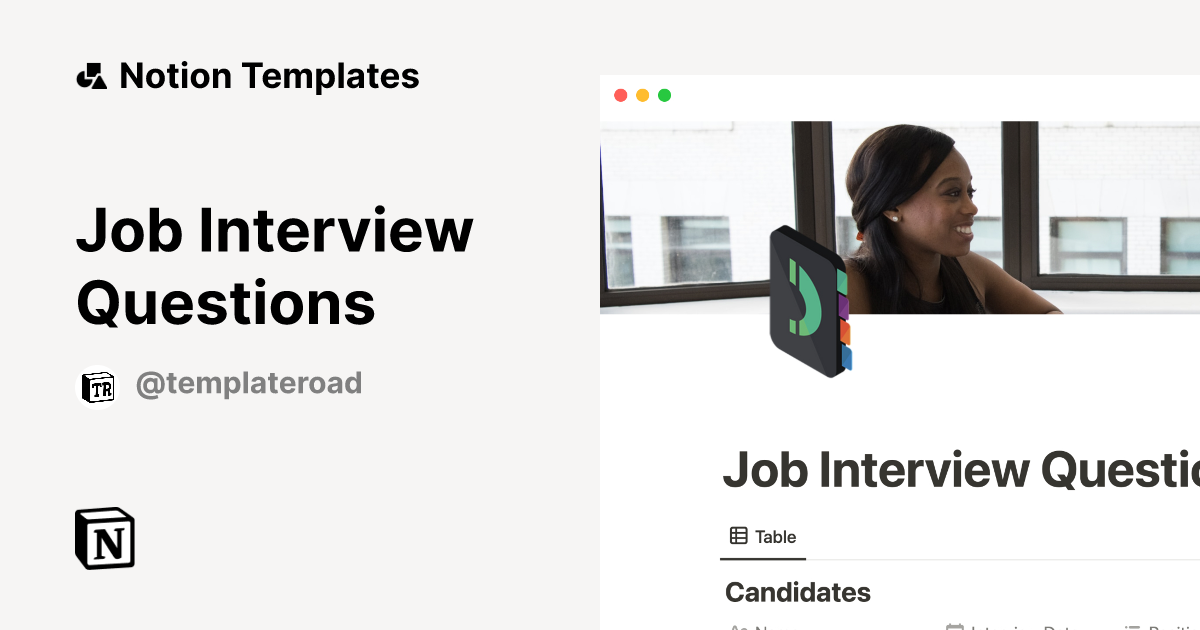 Job Interview Questions Template by Template Road | Notion Marketplace